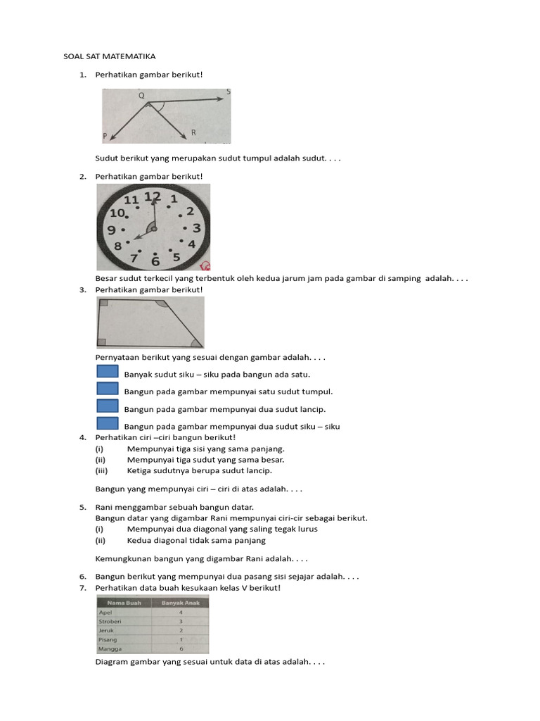 Soal Sat Matematika | PDF | Seni