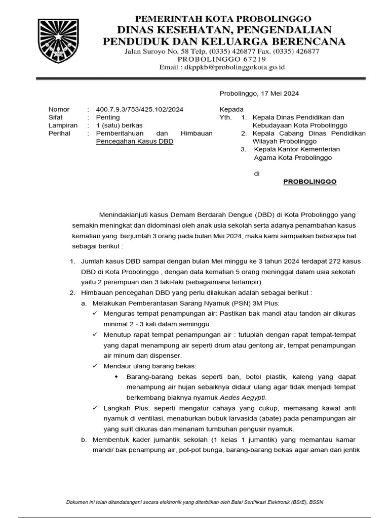 TTD OPD - SURAT DBD Dinas Pendidikan | PDF