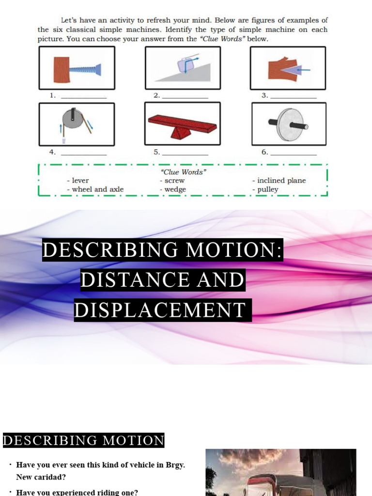 Grade 7 1. Motion Distance Displacement | PDF