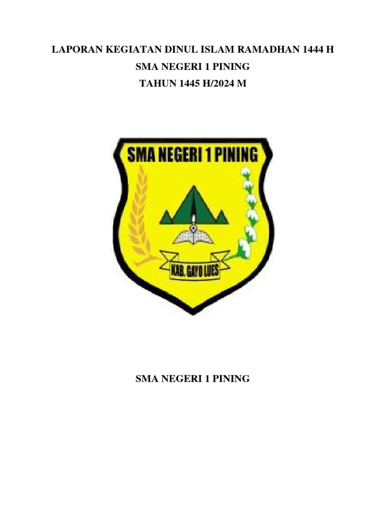 Laporan Kegiatan Dinul Islam 1444 H Sma N 1 Pining | PDF