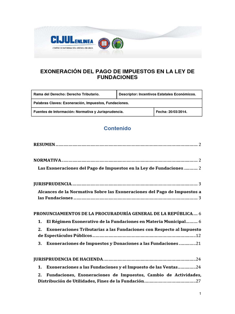 exoneracion_del_pago_de_impuestos_en_la_ley_de_fundaciones | PDF | Fundación (sin fines de lucro ...