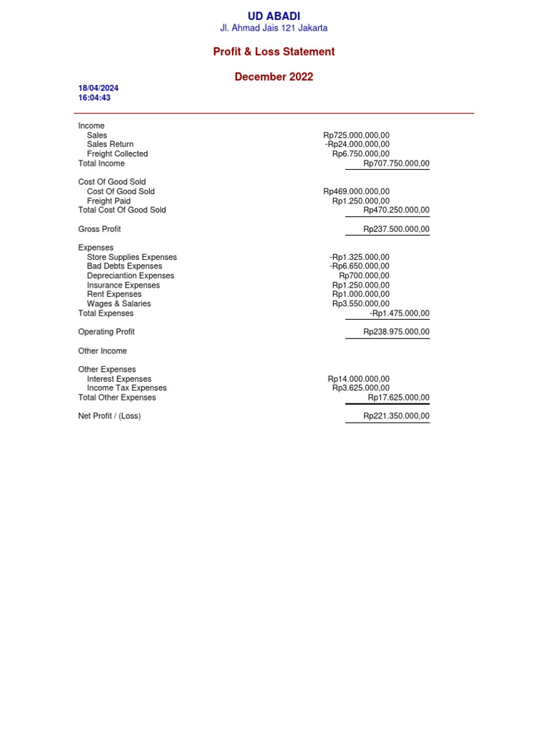 Profit & Loss (Accrual) Myob | PDF | Finance & Money Management