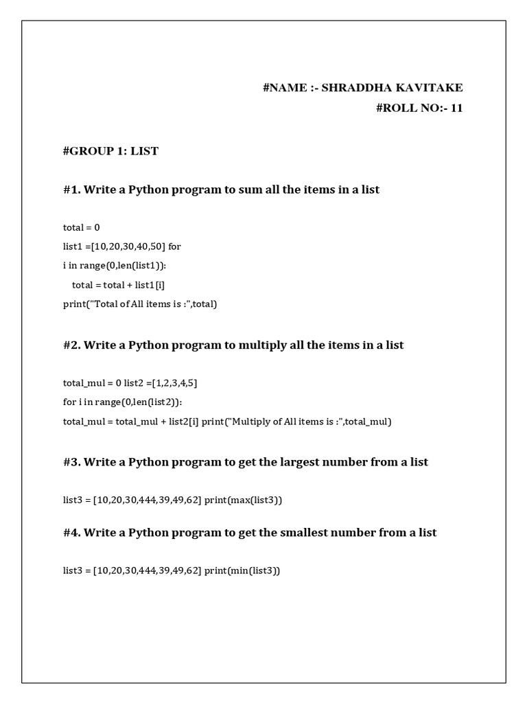 Python List, Tuple, Dict, String, Function Tasks | PDF | Parameter (Computer Programming ...