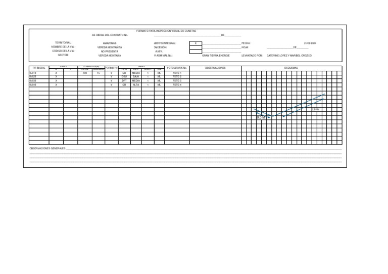 Formato de Inspeccion Visual de Cunetas1 | PDF