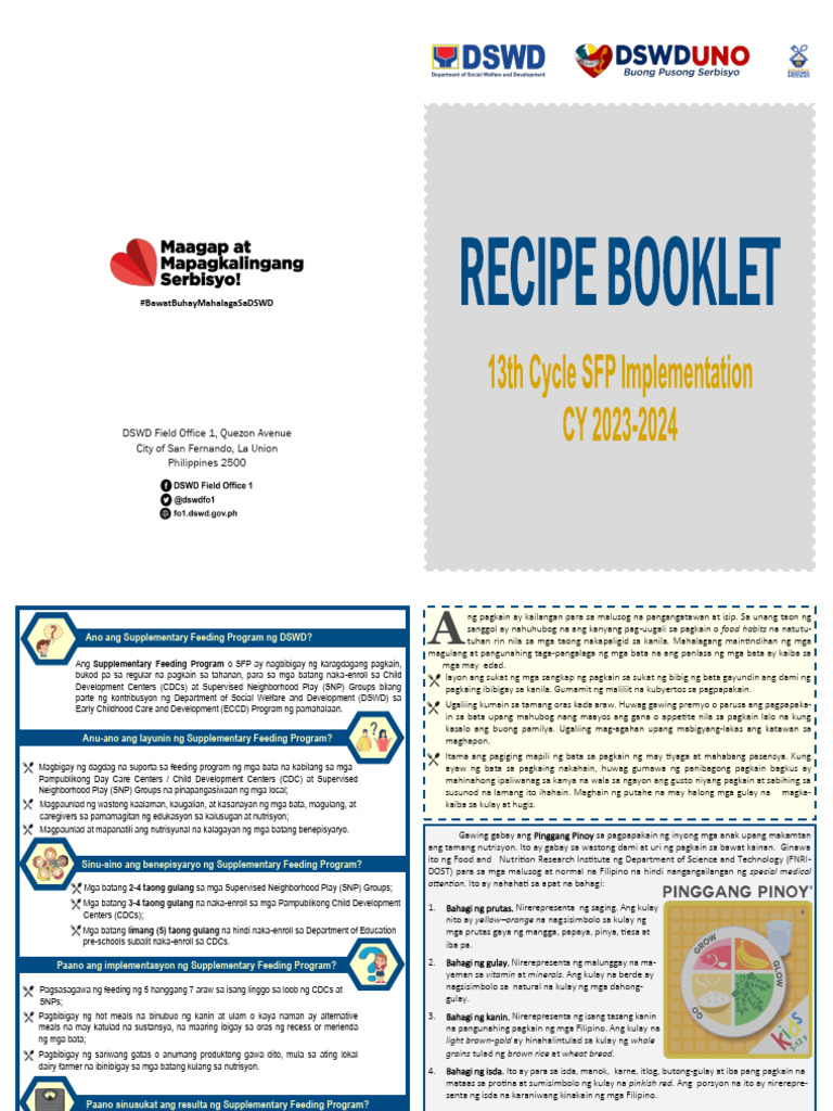 13th Cycle SFP MENU and BOOKLET | PDF