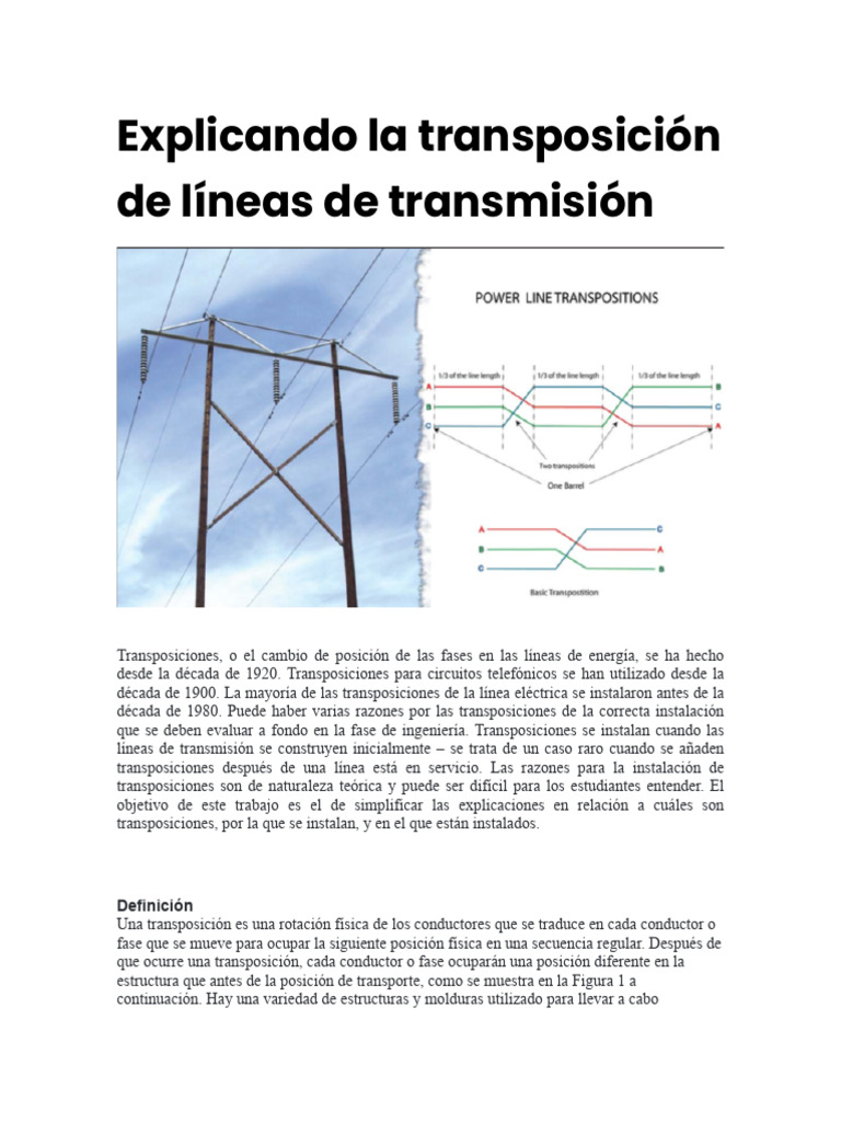 Transposicion en Lineas de Transmision | PDF | Corriente eléctrica | Transmisión de energía ...
