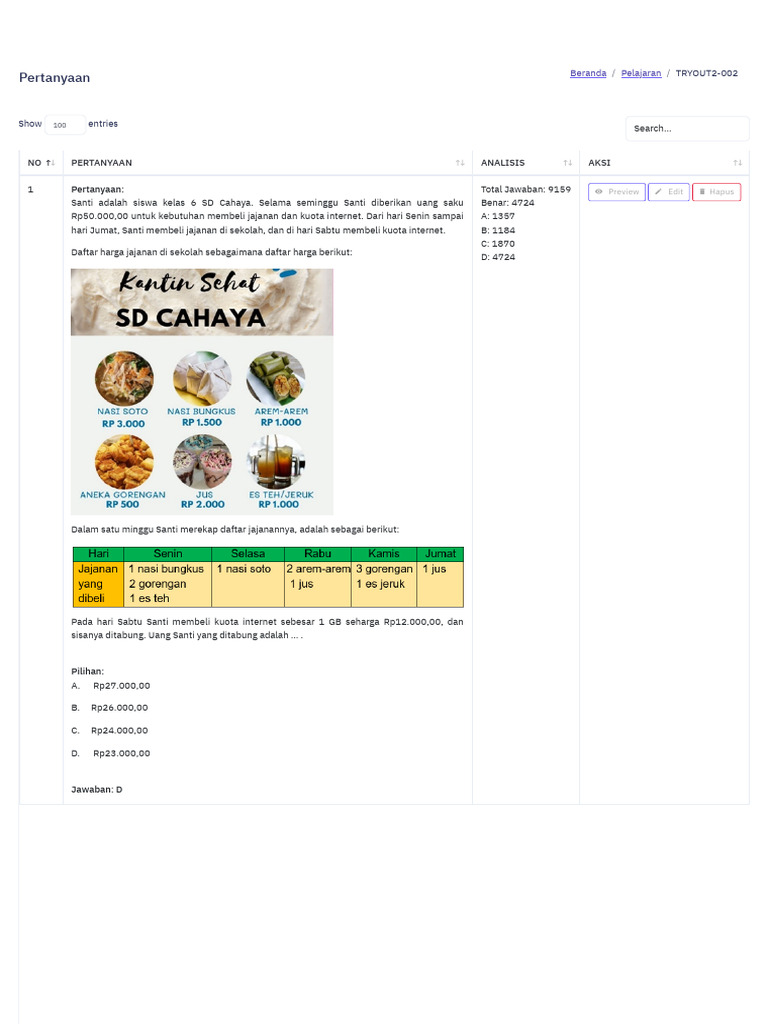 Soal Try Out Kedua Literasi Numerasi | PDF