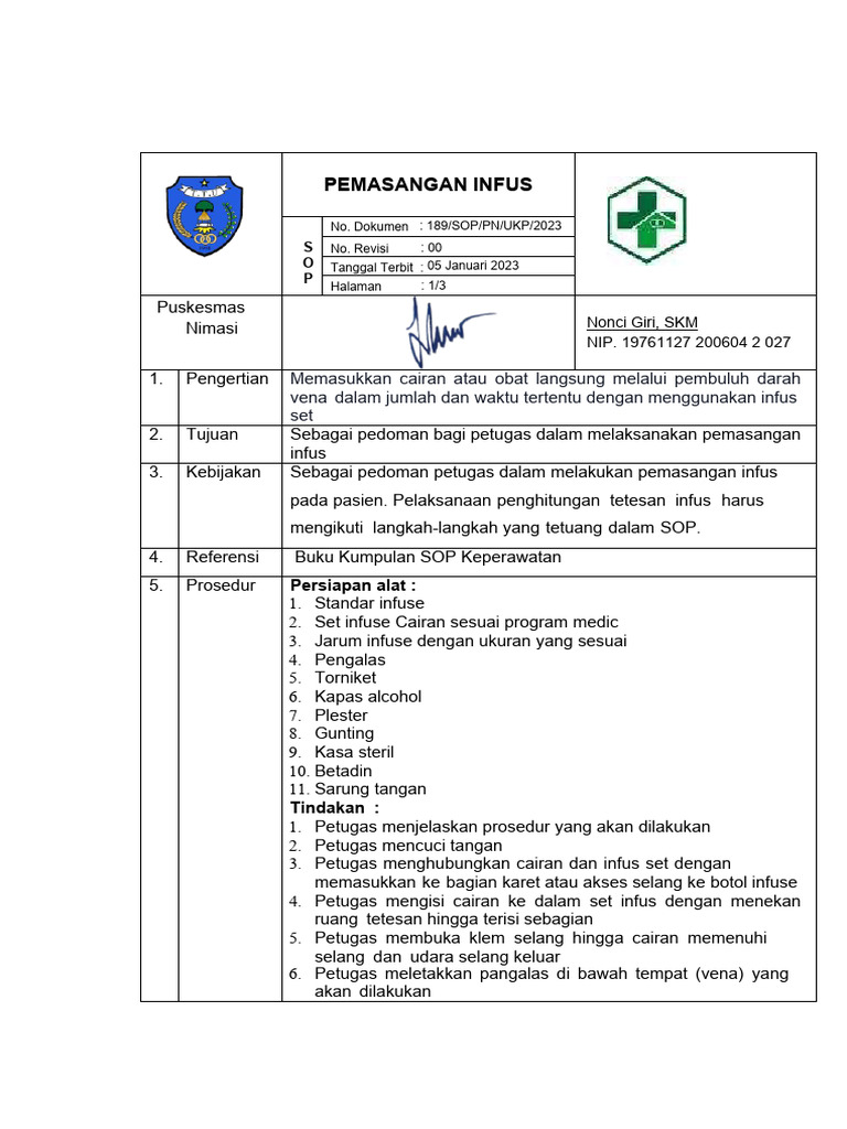 Pemasangan Infus | PDF