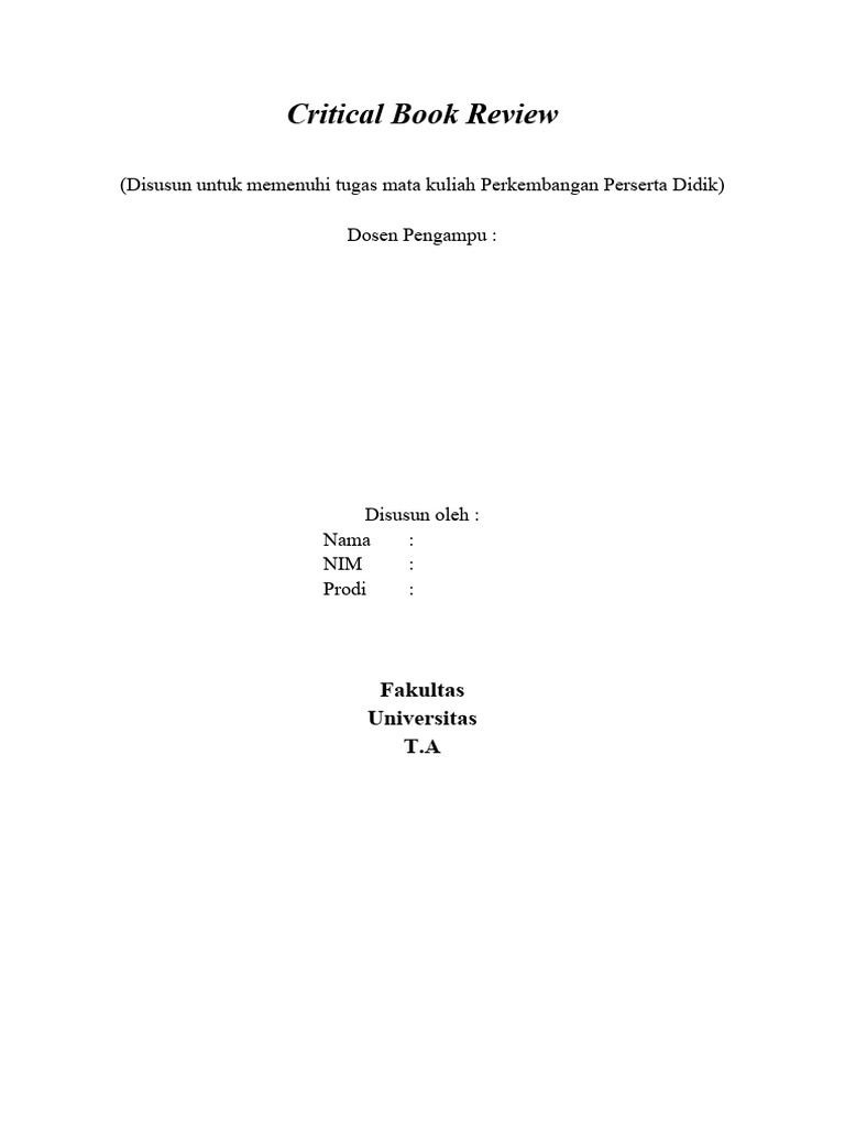 Critical Book Review PPD | PDF