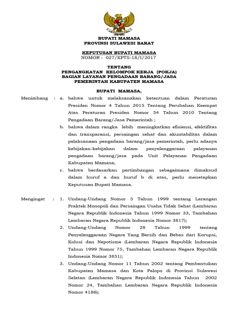 SK POKJA Pengadaan Barang Dan Jasa | PDF
