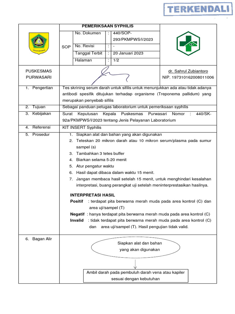 Sop Pemeriksaan Syphilis | PDF