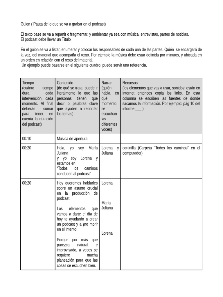 Modelo Guión Video | PDF | Podcast