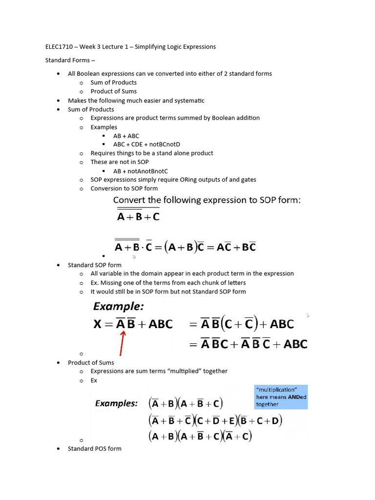 ELEC1710Wk3L1 - Simplifying Logic Expressions | PDF | Theoretical Computer Science | Applied ...
