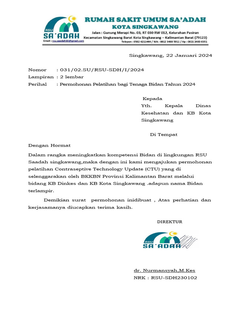 Permohonan Pelatihan Bidan 2024 Pdf