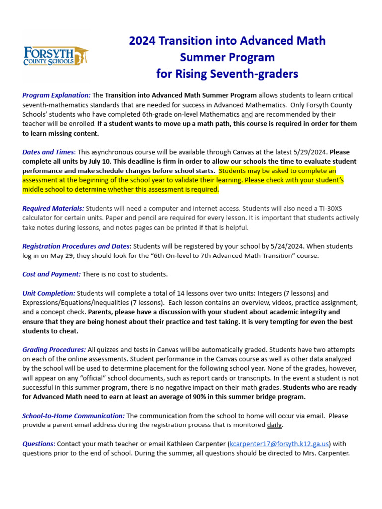 Advanced Math Summer Program 2024 | PDF | Mathematics