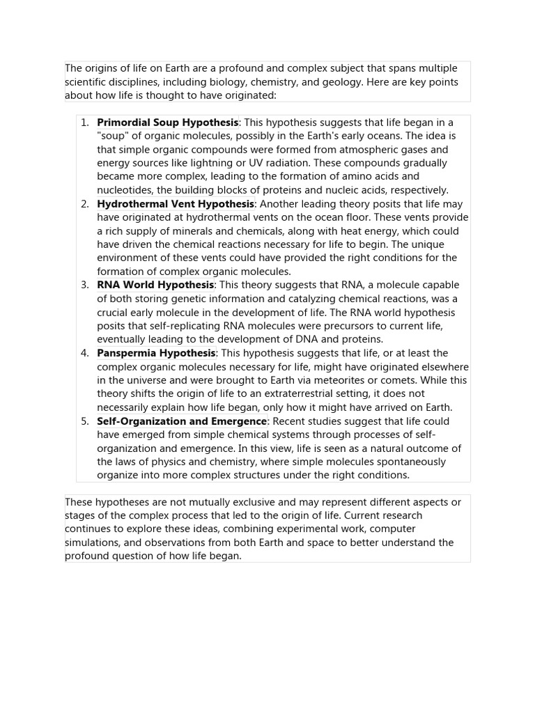 The Origins of Life On Earth Are A Profound and Complex Subject That ...