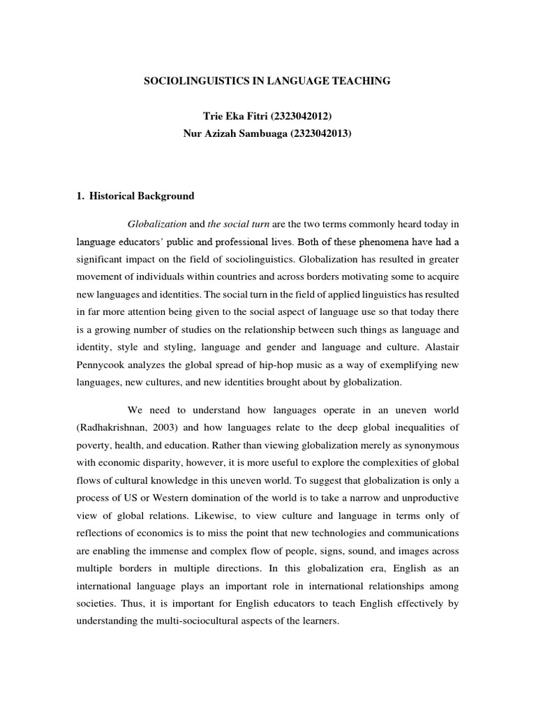 Sociolinguistics in Language Education | PDF | Sociolinguistics ...