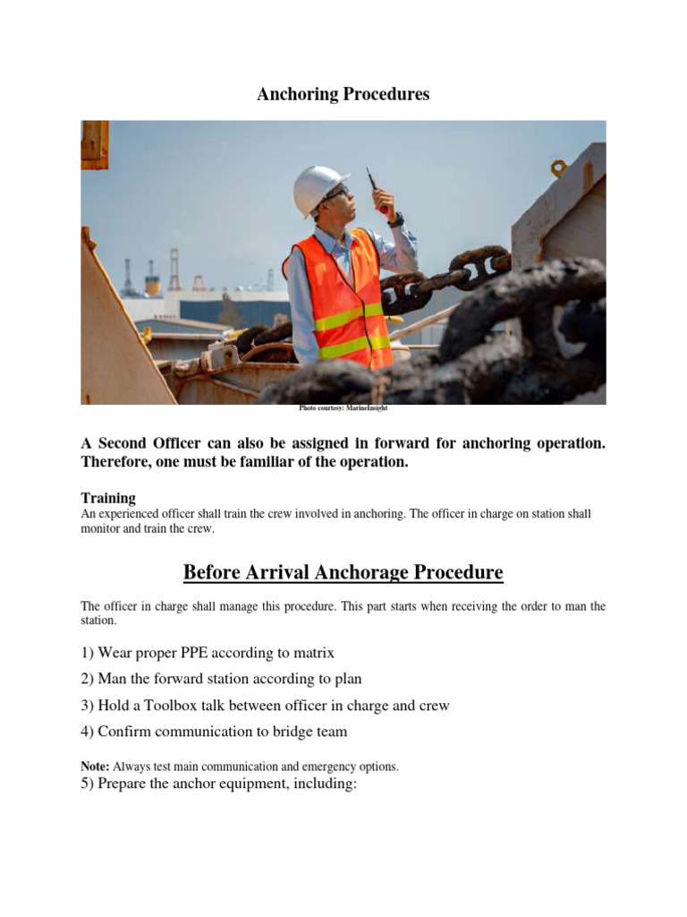Anchoring Procedures | PDF | Anchor | Clutch