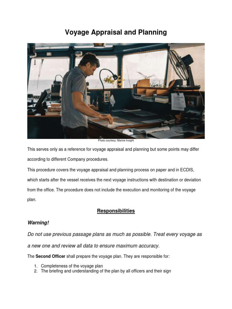 Voyage Appraisal and Planning | PDF