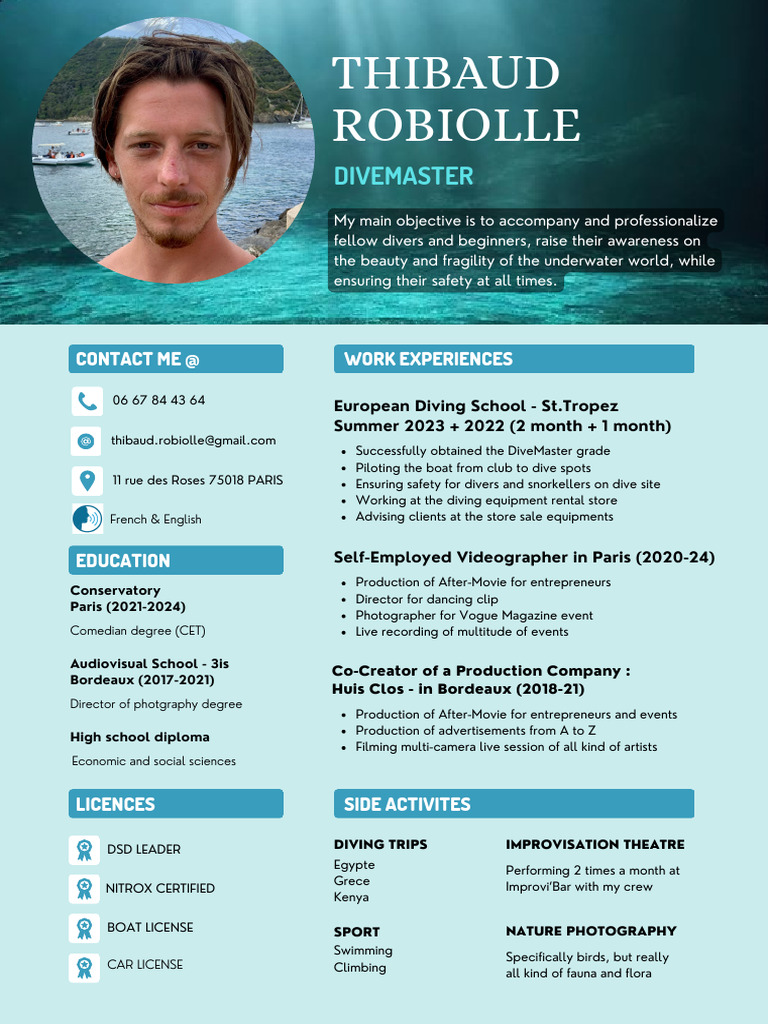 CV Thibaud Robiolle | Download Free PDF | Diving Equipment | Underwater ...