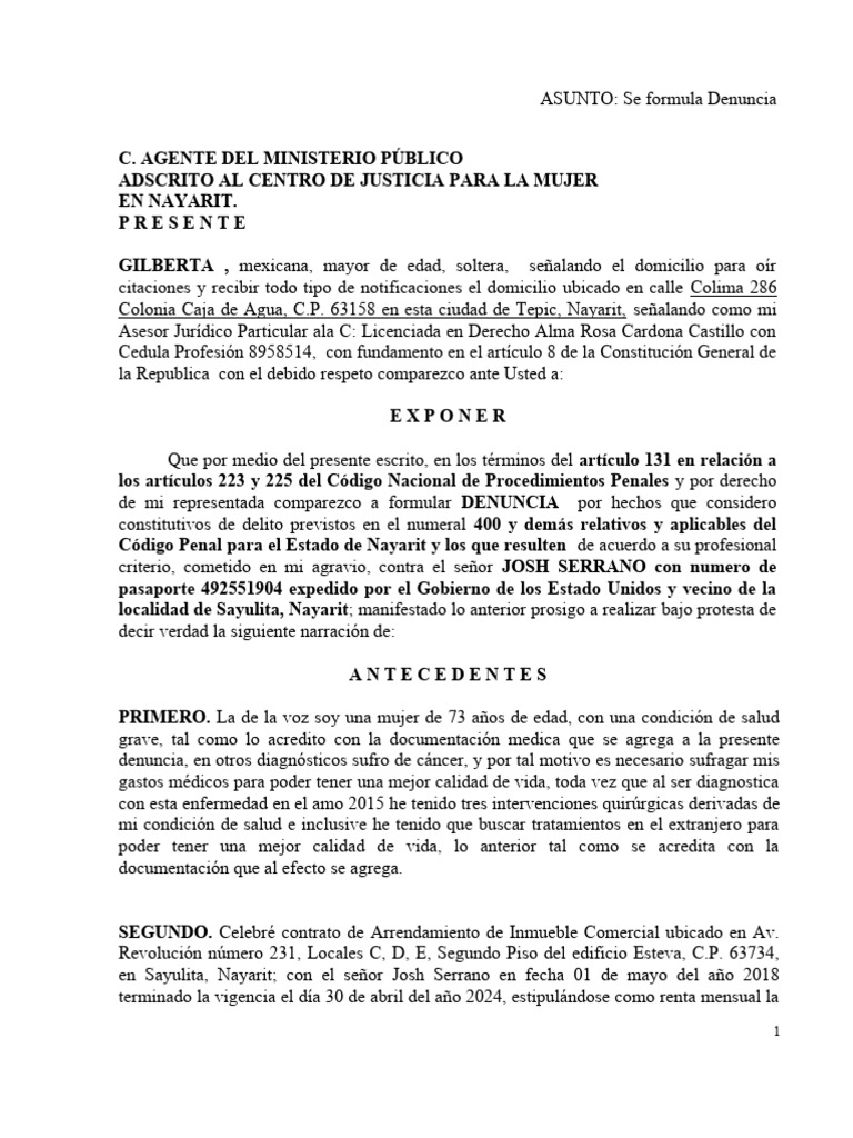 Denuncia Fraude Generico | PDF | Ley común | Justicia