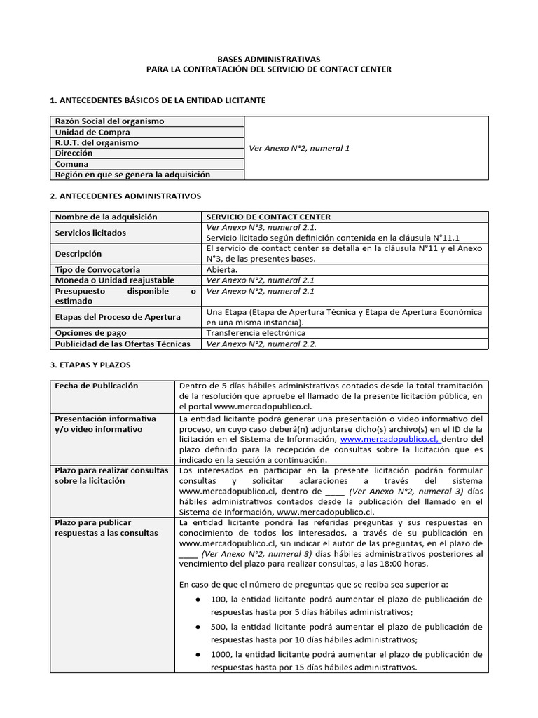 Bases Tipo Contact Center Consulta Publica | PDF | Póliza de seguros ...