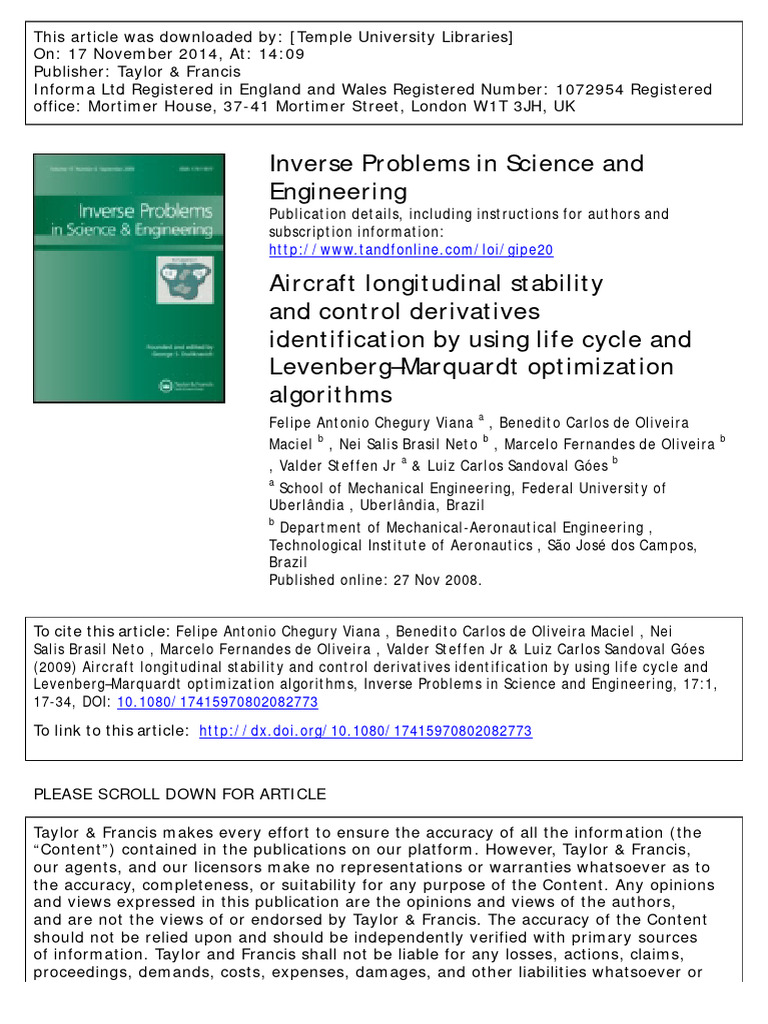 Aircraft Stability Derivatives Optimization | PDF | Mathematical ...