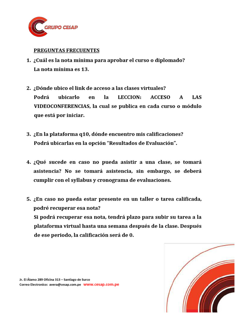 Preguntas Frecuentes Alumnos | PDF