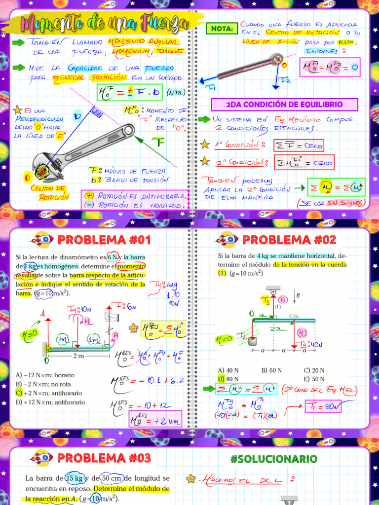 Pizarra 08 - Semestral Uni - Fisica - Torques | PDF