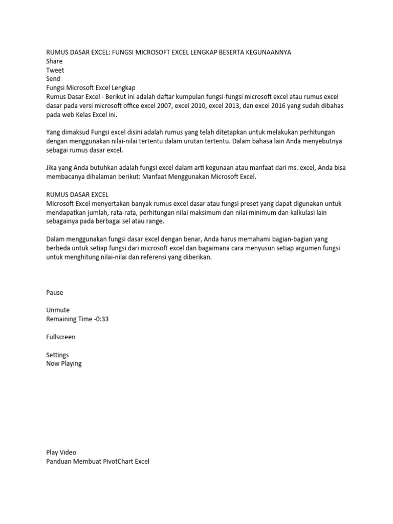Rumus Dasar Excel | PDF | Komputer