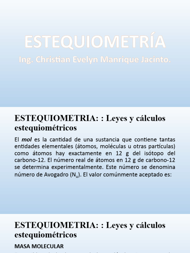 Estequiometría: Leyes y Cálculos | PDF | Estequiometría | Reacciones ...