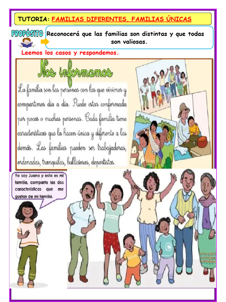 U3 S2 Ficha D1 Tutoría Familias Diferentes Familias Unidas | PDF