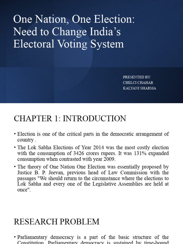 One Nation, One Election: Reforming India’s Voting System | PDF ...