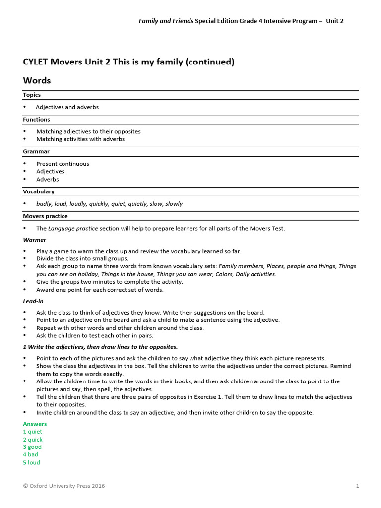 G4 Intensive LessonPlan Unit2 | PDF | Adverb | Adjective