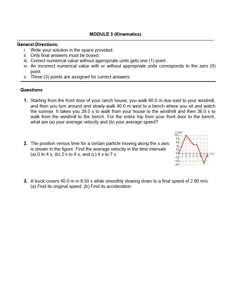 HOMEWORK 3 (Module 3 (Kinematics) copy | PDF