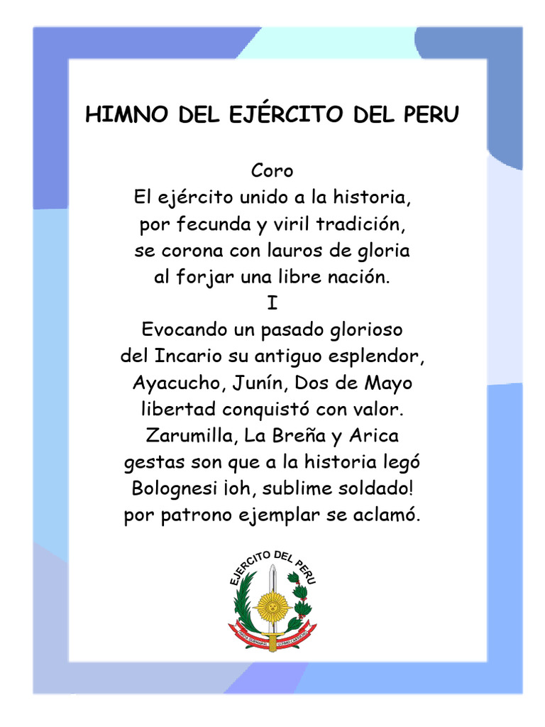 Himno Del Ejército Del Peru - Letra | PDF