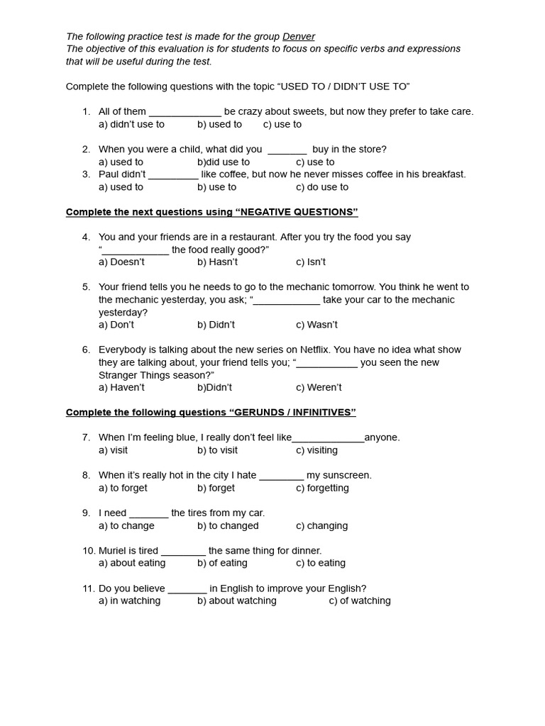 FIRST MID TERM PRACTICE Denver | PDF | Language Mechanics | Linguistics