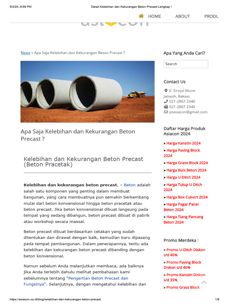 Detail Kelebihan Dan Kekurangan Beton Precast Lengkap ! | PDF