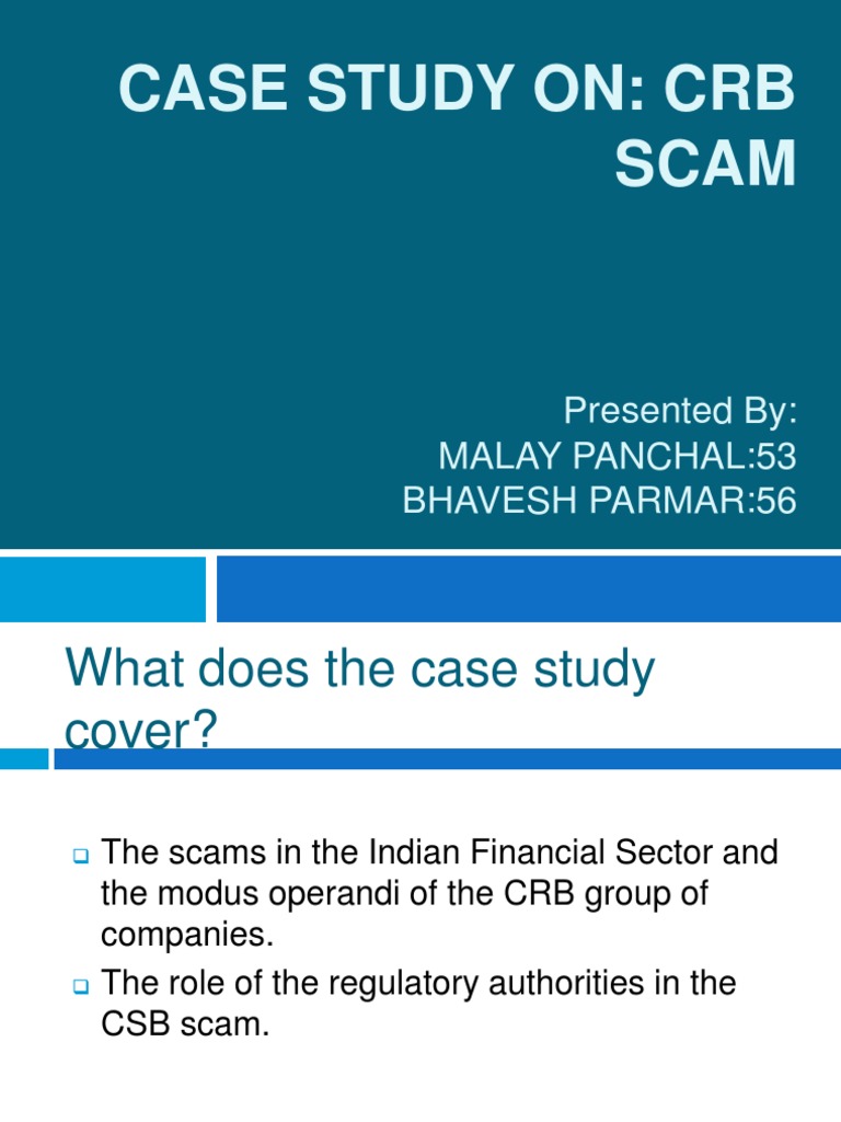 Case Study On CRB Scam | PDF | Mutual Funds | Banks