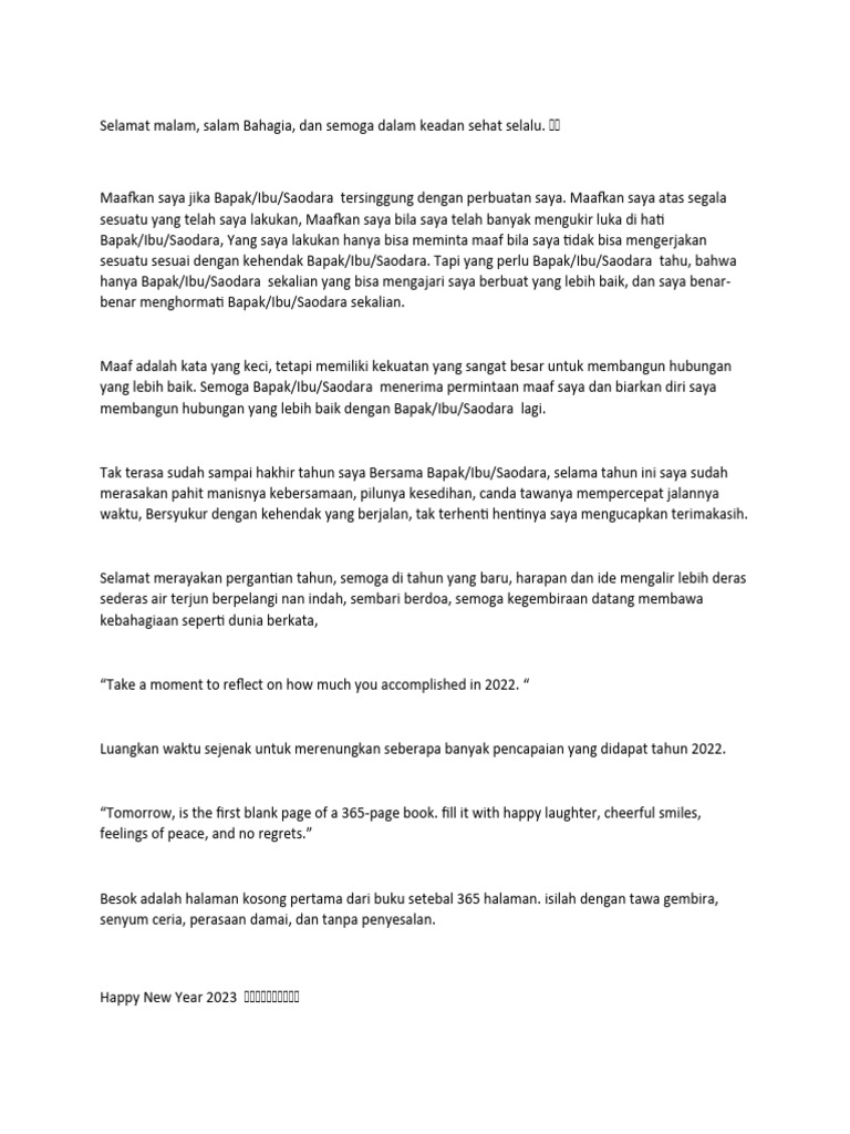 Permintaan Maaf Panjang | PDF Permintaan Maaf Panjang | PDF