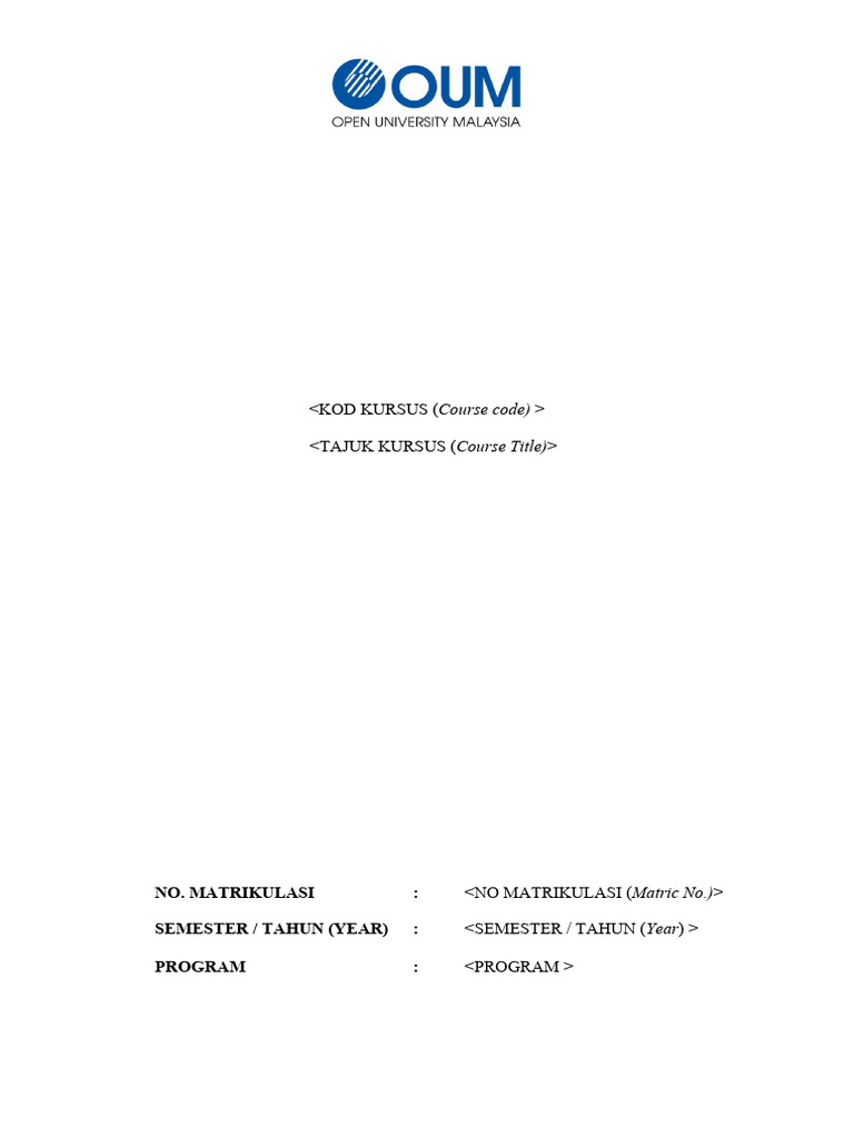 OUM Assignment Structure Guidelines | PDF | Career & Growth