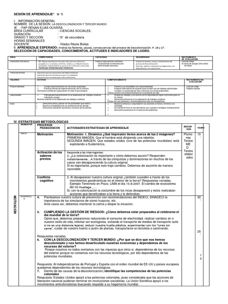 CCSS La-descolonizacion-y-tercer-mundo | Descargar gratis PDF | Evaluación | Descolonización