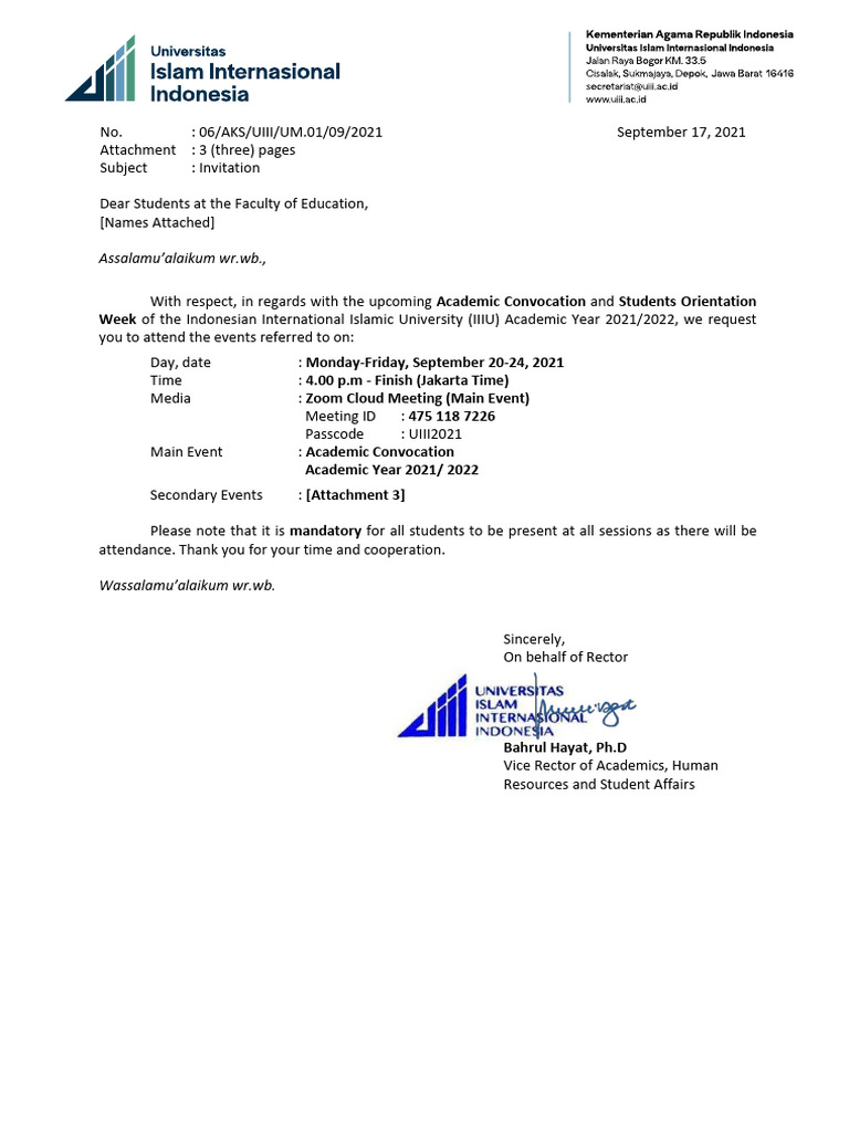 Invitation (Academic Convocation) - Faculty of Education | PDF ...