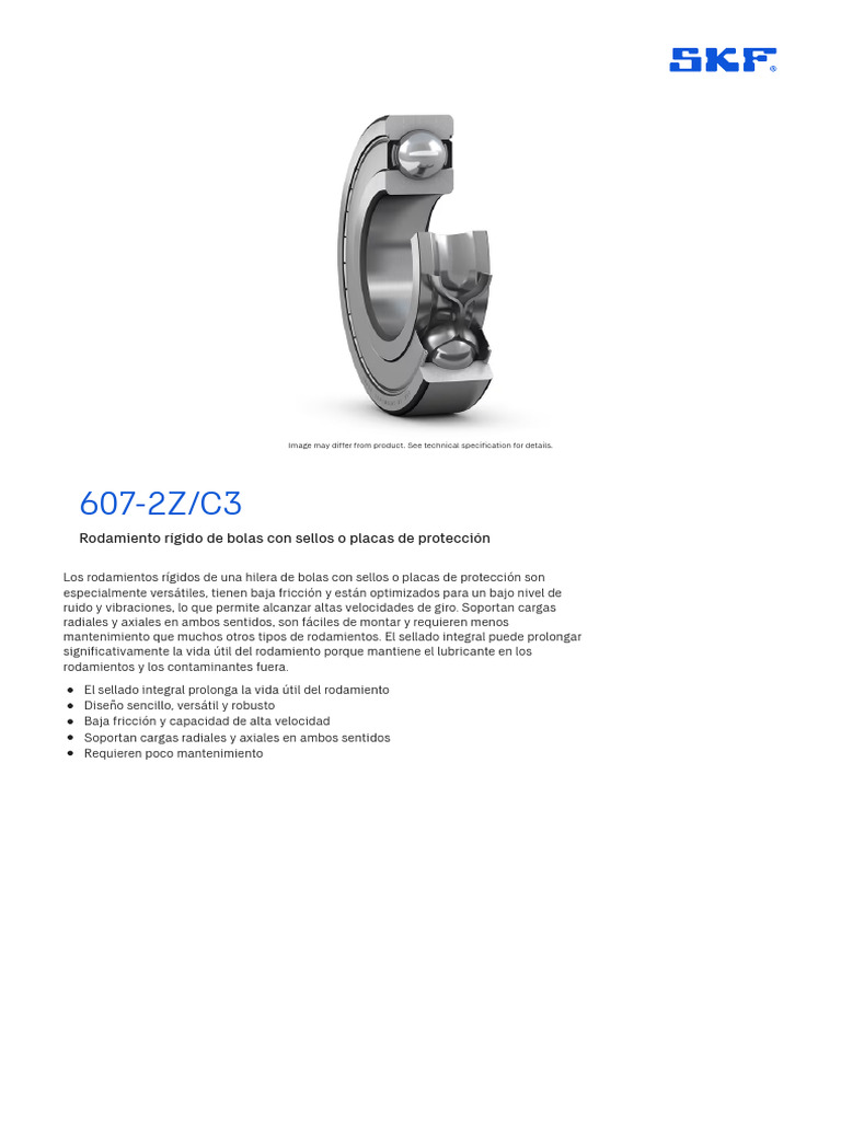 607-2Z - C3 - Rodamientos Rígidos de Bolas - SKF | PDF | Red mundial | Internet y web