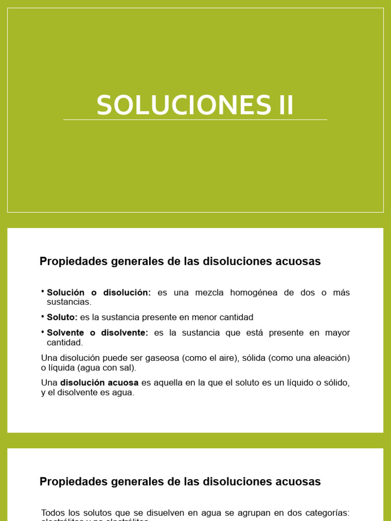Soluciones II | Descargar gratis PDF | Solución acuosa | Solubilidad