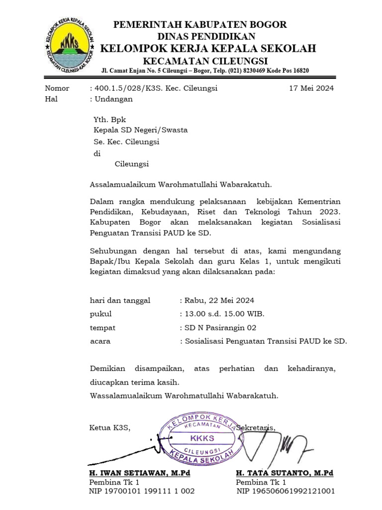 Undangan Sosialisasi Penguatan Transisi PAUD Ke SD | PDF | Kesehatan Holistik