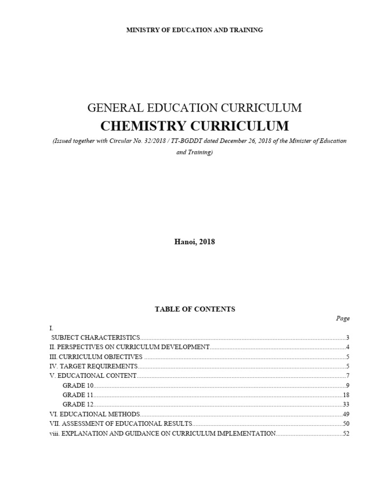 Chemistry Curriculum Overview 2018 | PDF | Chemical Reactions ...