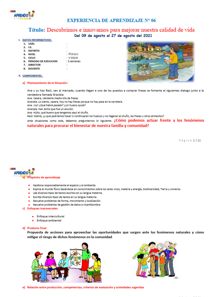 V Ciclo Experiencia de Aprendizaje #6 | PDF | Science