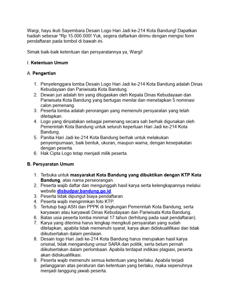 Syarat Dan Ketentuan Lomba Logo HJKB 2024 | PDF