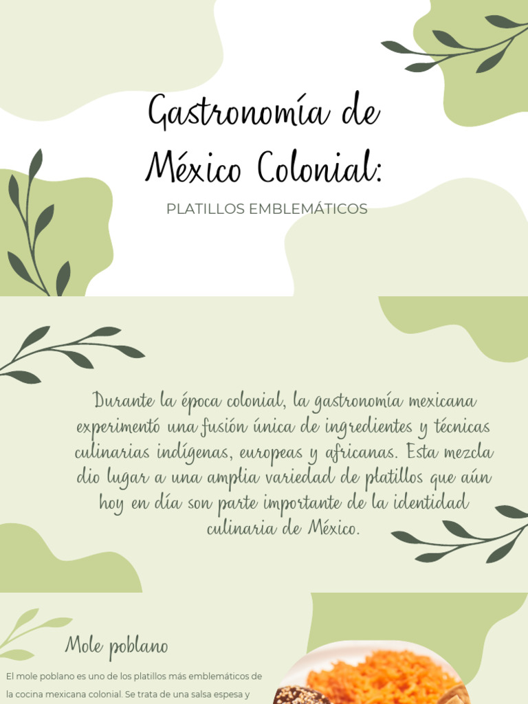 Platillos Emblemáticos de la Cocina Colonial | PDF | Cocina mexicana | Maíz